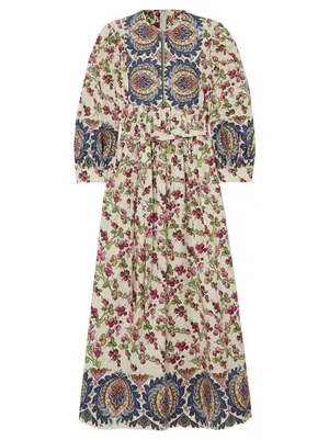 Etro Flower-print Cotton-blend Poplin Midi Dress - White