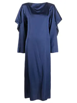 MAISON MARGIELA Long-sleeve Satin Midi Dress - Blue