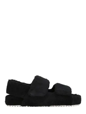 Dolce & Gabbana Logo-plaque Terrycloth-effect Sandals - Black