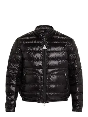 Moncler Acorus Nylon Puffer Moto Jacket - Black