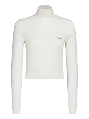 Marni Logo-embroidered Ribbed Jumper - White