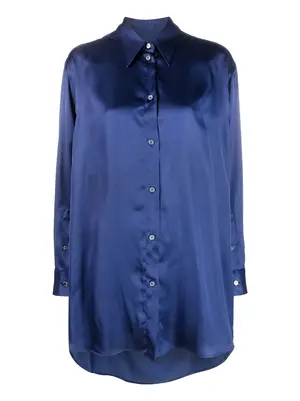 MAISON MARGIELA Oversized Cut-out Satin Shirt - Blue