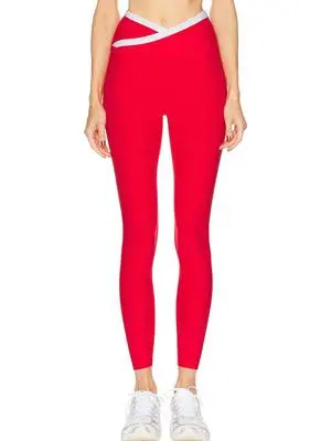 Beyond Yoga Spacedye Outlines High Waisted Midi Legging In Grey - Chili Red Heather