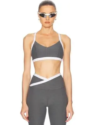 Beyond Yoga Spacedye Outlines Bra In Grey - True Gray Heather & Cloud White