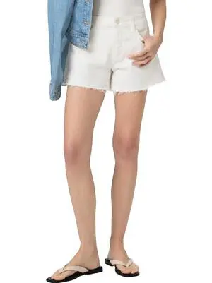 Paige Jimmy Jimmy Fray Hem Cutoff Denim Shorts - Tonal Ecru Vintage Cream H/w