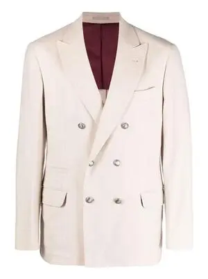 Brunello Cucinelli Peak-lapel Double-breasted Blazer - Neutrals