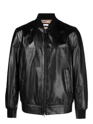 Brunello Cucinelli Leather Bomber Jacket - Black