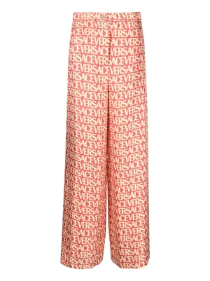 Versace Allover Silk Trousers - Pink