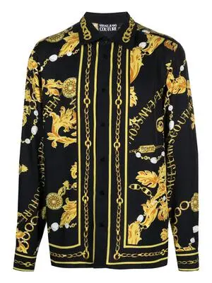 Versace Baroque-pattern Long-sleeve Shirt - Black