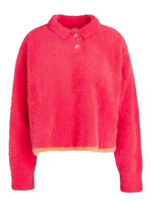 Jacquemus Brushed Stretch-knit Polo Sweater - Papaya