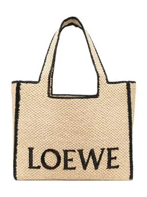 Loewe Logo-lettering Raffia Tote - Neutrals