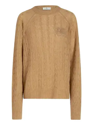Etro Logo-embroidered Cable-knit Jumper - Neutrals