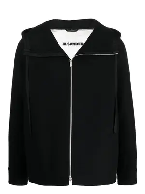 JIL SANDER Virgin-wool Hooded Jacket - Black