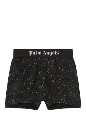 Palm Angels Knitted Logo Waistband Shorts - Black