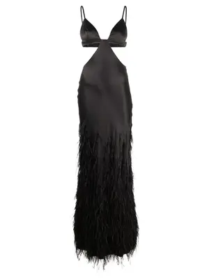 Cult Gaia Raisa Feather-embellished Gown - Black