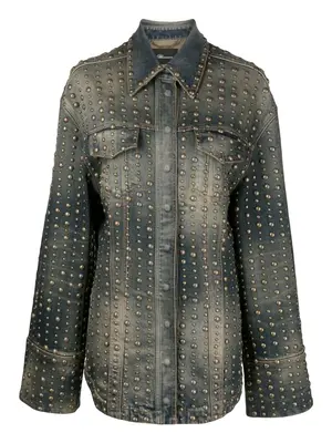 Blumarine Stud-design Denim Jacket - Blue