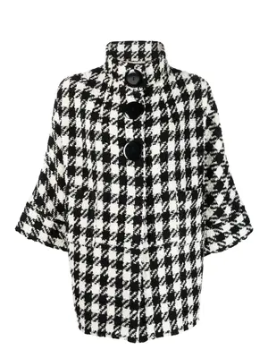 CHARLOTT Check-pattern Crop-sleeve Jacket - Black