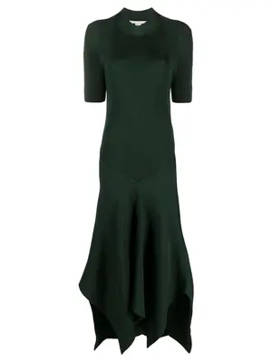 Stella McCartney Asymmetric Ribbed-knit Dress - Green