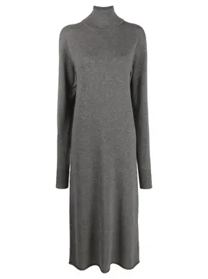 JIL SANDER High-neck Cashmere Knitted Dress - Grey