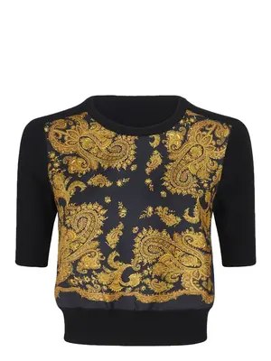 Etro Paisley-print Panelled Knitted Top - Black