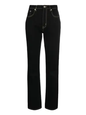 Kenzo Logo-patch Straight-leg Jeans - Black