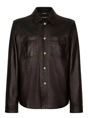 Dolce & Gabbana Button-up Leather Shirt - Black