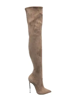Casadei 115mm Blade Suede Boots - Brown