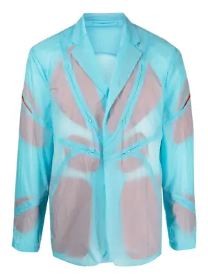 POST ARCHIVE FACTION Semi-sheer Notched-lapels Jacket - Blue