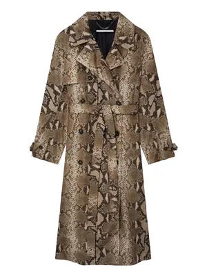 Stella McCartney Python-print Belted Trench - Neutrals