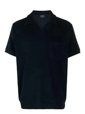 A.p.c. Agustino Terry-fleece Polo Shirt - Blue