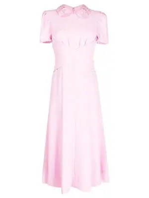 SELF-PORTRAIT Lace-collar Midi Dress - Pink