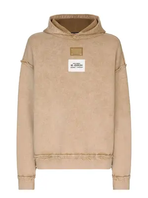 Dolce & Gabbana Logo-patch Long-sleeved Hoodie - Neutrals