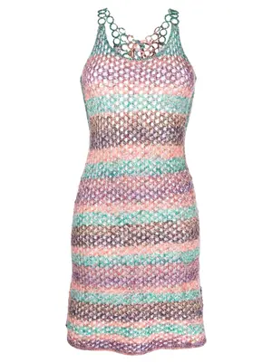 Chloé Crochet-knit Wool Minidress - Green
