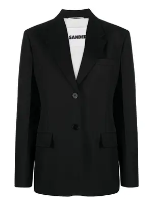 JIL SANDER Single-breasted Cotton Blazer - Black