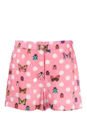 Versace Butterflies-print Silk-blend Shorts - Pink