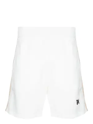 Palm Angels Monogram Linen Track Shorts - White