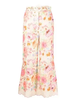 Zimmermann Raie Floral-print Trousers - Pink