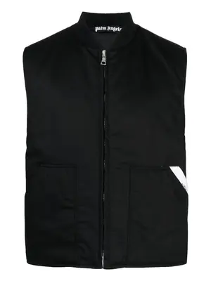 Palm Angels Sartorial Tape Zip-up Gilet - Black