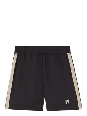 Palm Angels Monogram-embroidered Striped Shorts - Black