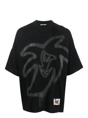 Palm Angels Graffiti-print Organic Cotton T-shirt - Black