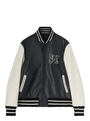 Palm Angels Monogram-print Varsity Jacket - Black