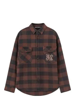 Palm Angels Monogram-print Checked Shirt - Brown