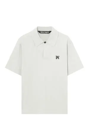 Palm Angels Monogram-embroidered Cotton Polo Shirt - White