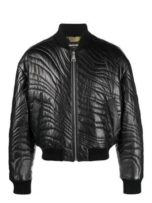 Roberto Cavalli Leather Bomber Jacket - Black