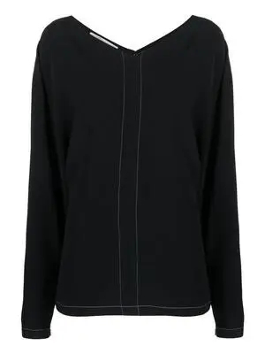 Stella McCartney Stitched V-neck Blouse - Black
