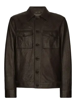 DOLCE & GABBANA Perforated Leather Shirt Jacket