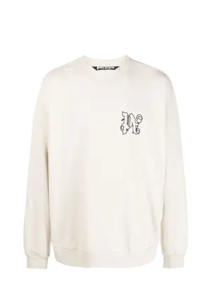Palm Angels Logo-print Cotton Sweatshirt - Neutrals