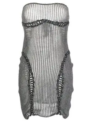 ISA BOULDER Crochet Knit Dress - Black