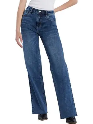 WASH LAB DENIM Ella Relaxed Straight Leg Jeans - Garage Blue