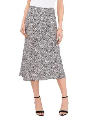 Chaus Print Bias Cut Midi Skirt - Black/white